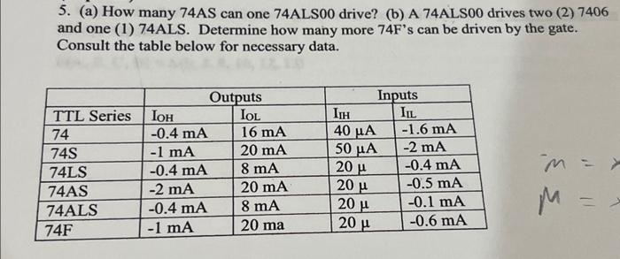 Solved 5. (a) How many 74AS can one 74ALS00 drive? (b) A | Chegg.com