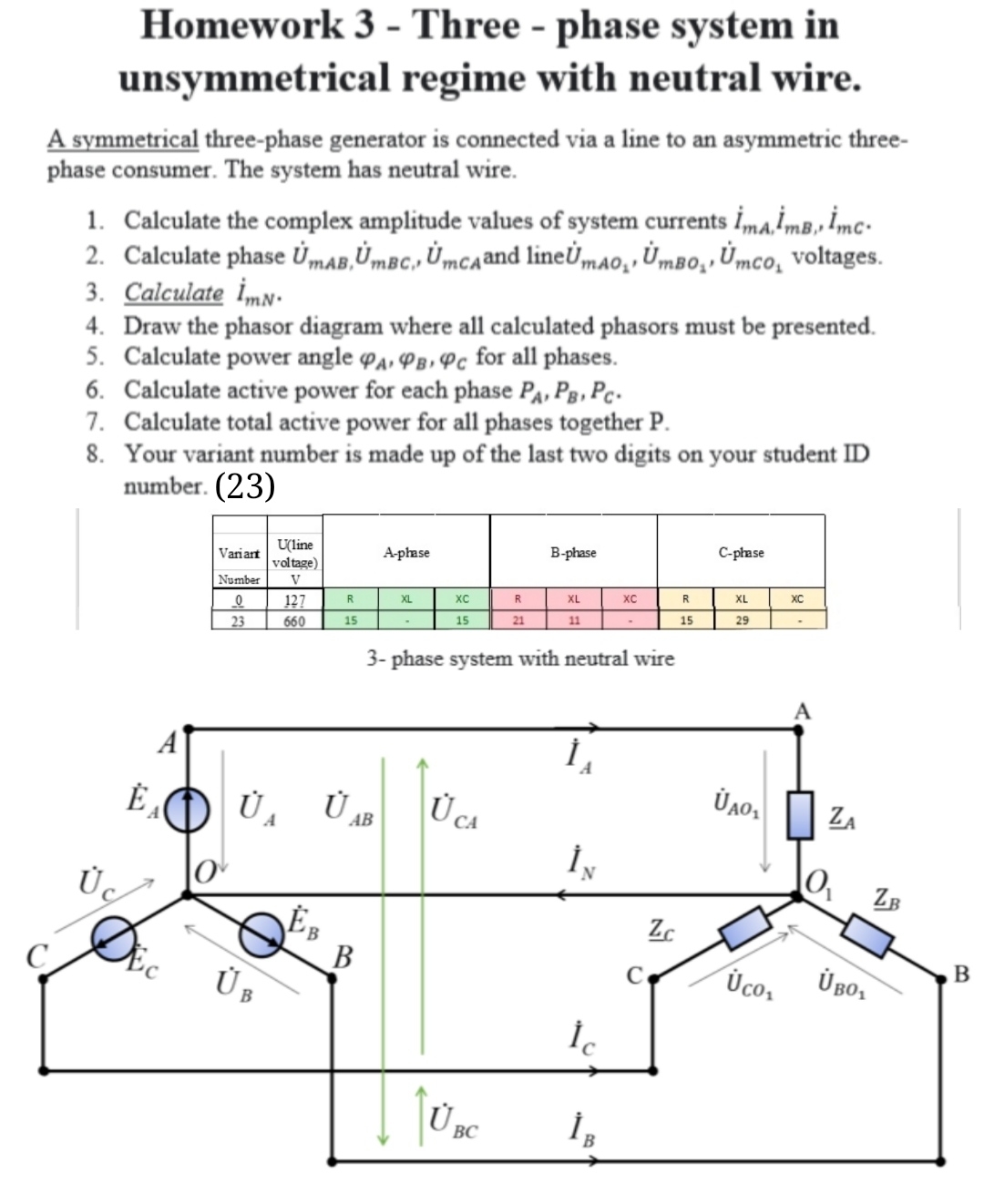 Solved Homework 3 three phase System In Unsymmetrical