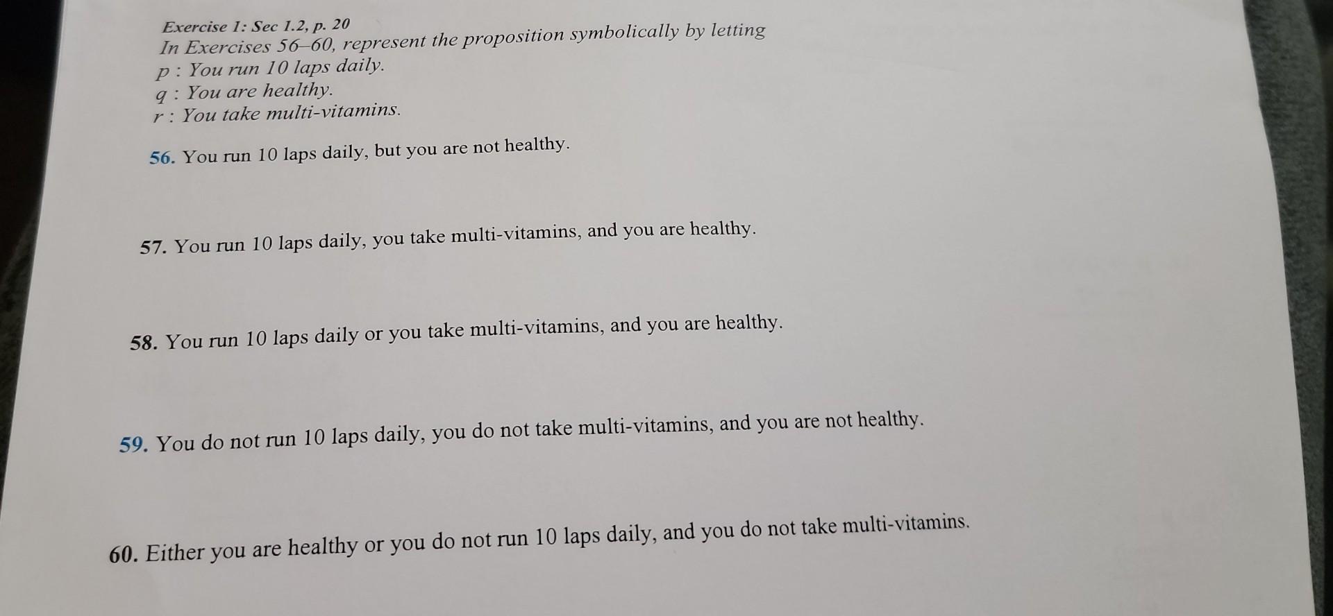 Solved Exercise 1: Sec 1.2, p. 20 In Exercises 56−60, | Chegg.com