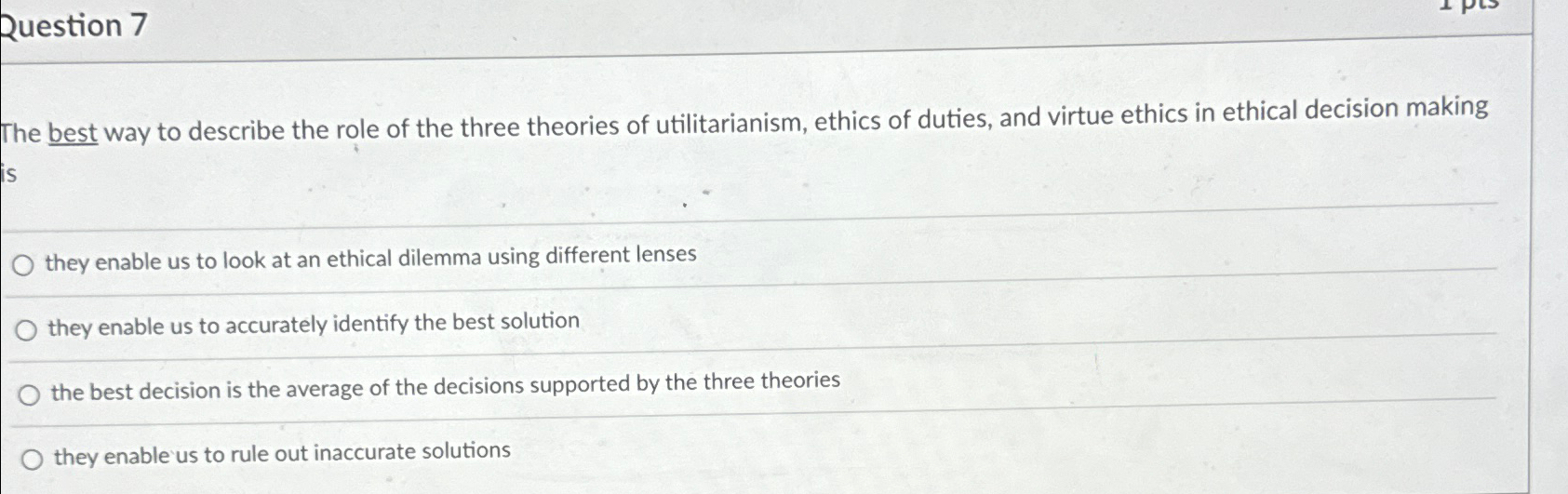Solved Question 7The best way to describe the role of the | Chegg.com