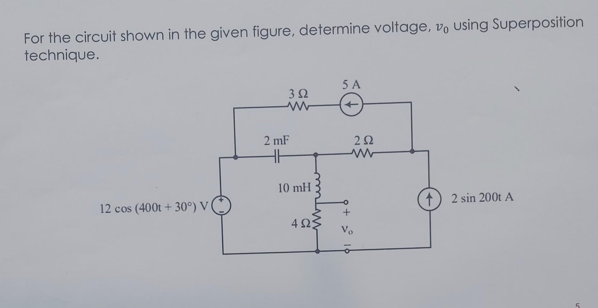 Solved For the circuit shown in the given figure, determine | Chegg.com
