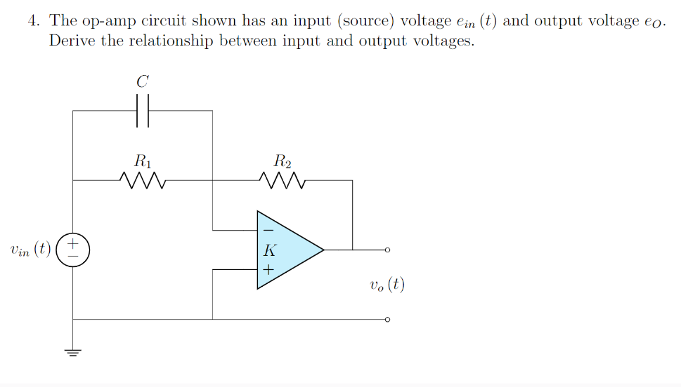 Solved The op-amp circuit shown has an input (source) | Chegg.com