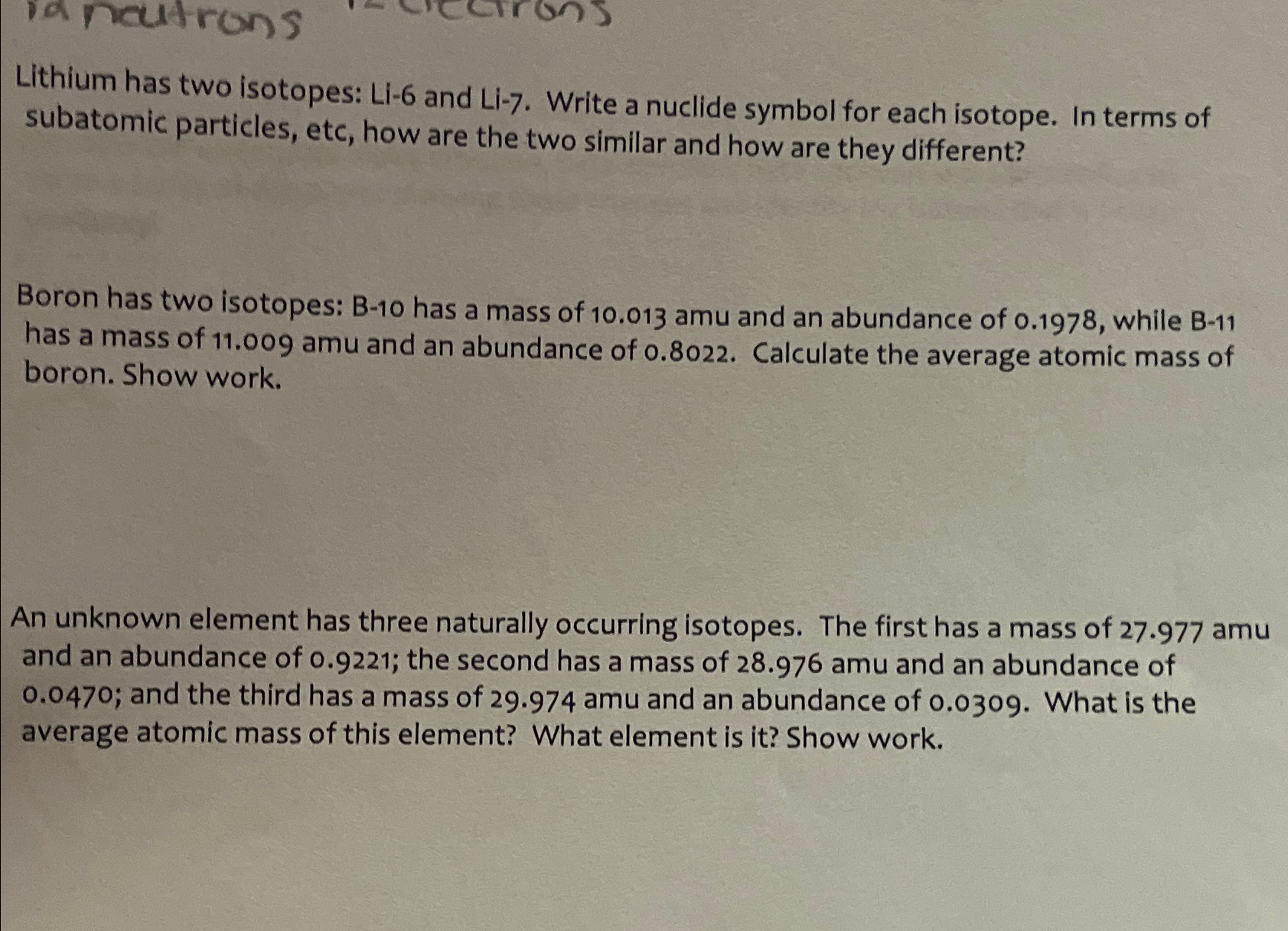 Solved Lithium has two isotopes: Li-6 ﻿and Li-7. ﻿Write a | Chegg.com