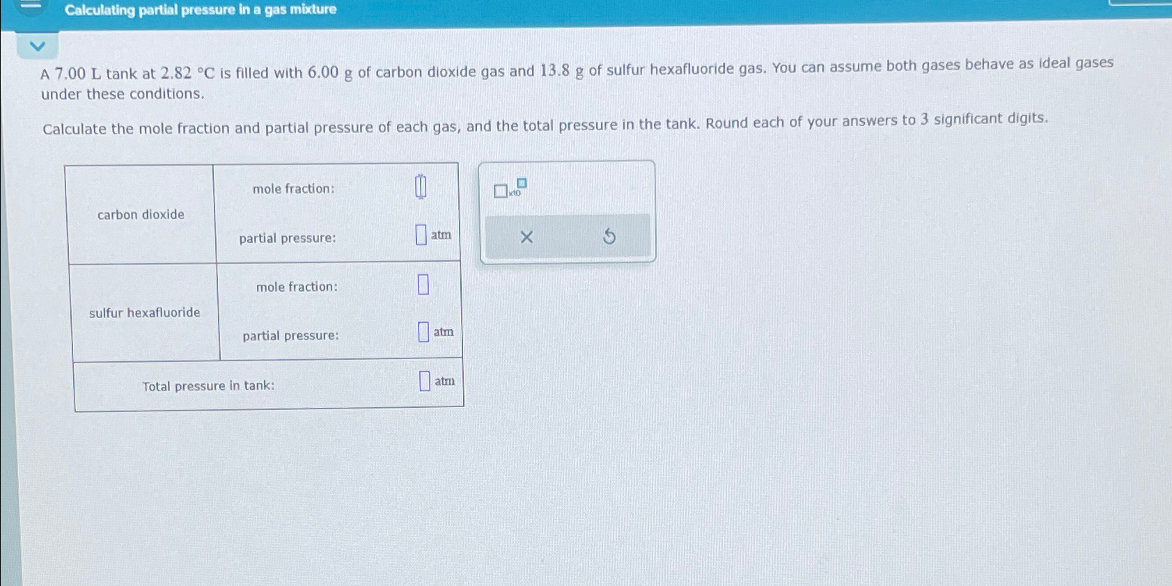 Calculating partial pressure in a gas mixtureA 7.00L | Chegg.com