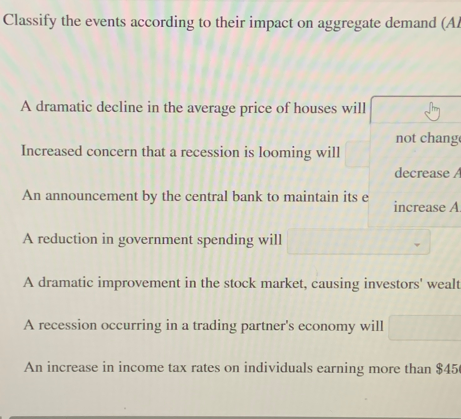 Solved Classify the events according to their impact on | Chegg.com