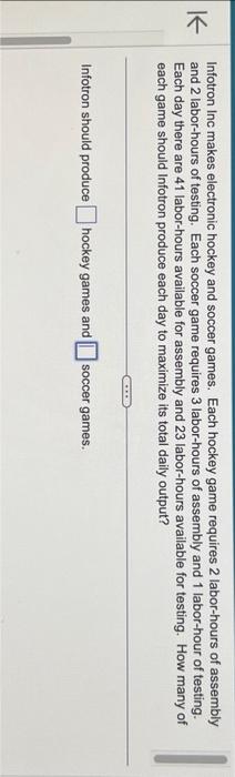 Infotron Inc makes electronic hockey and soccer | Chegg.com