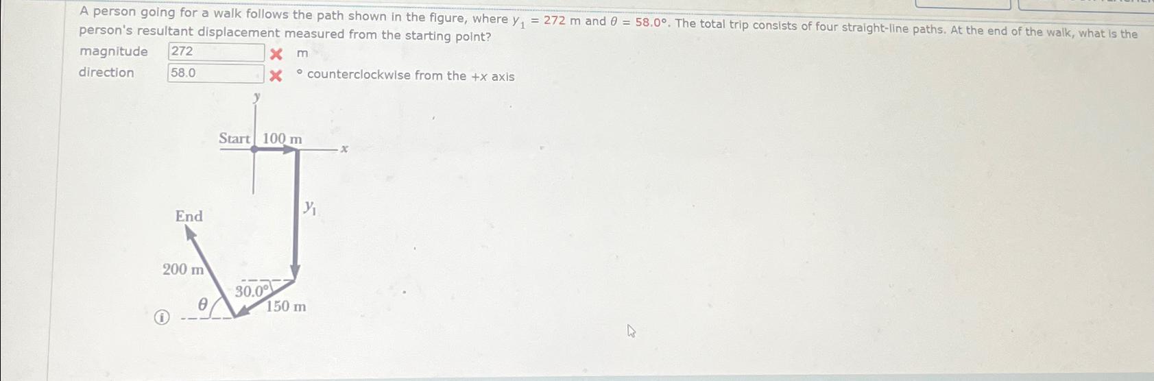 Solved A person going for a walk follows the path shown in | Chegg.com