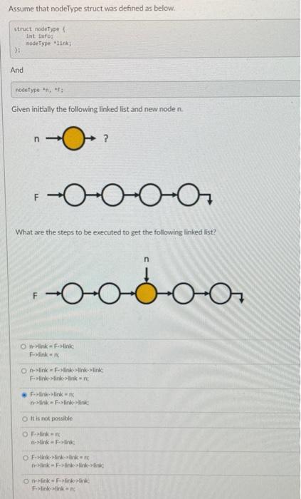 Solved Assume that nodeType struct was defined as below. | Chegg.com