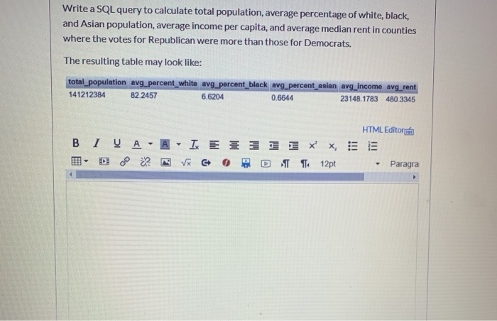 Solved Write A Sql Query To Calculate Total Population 6387