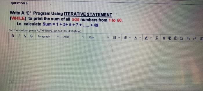 Solved Question 9 Write A C Program Using Iterative 