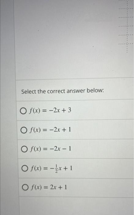 Solved Which answer choice gives the equation of the linear | Chegg.com