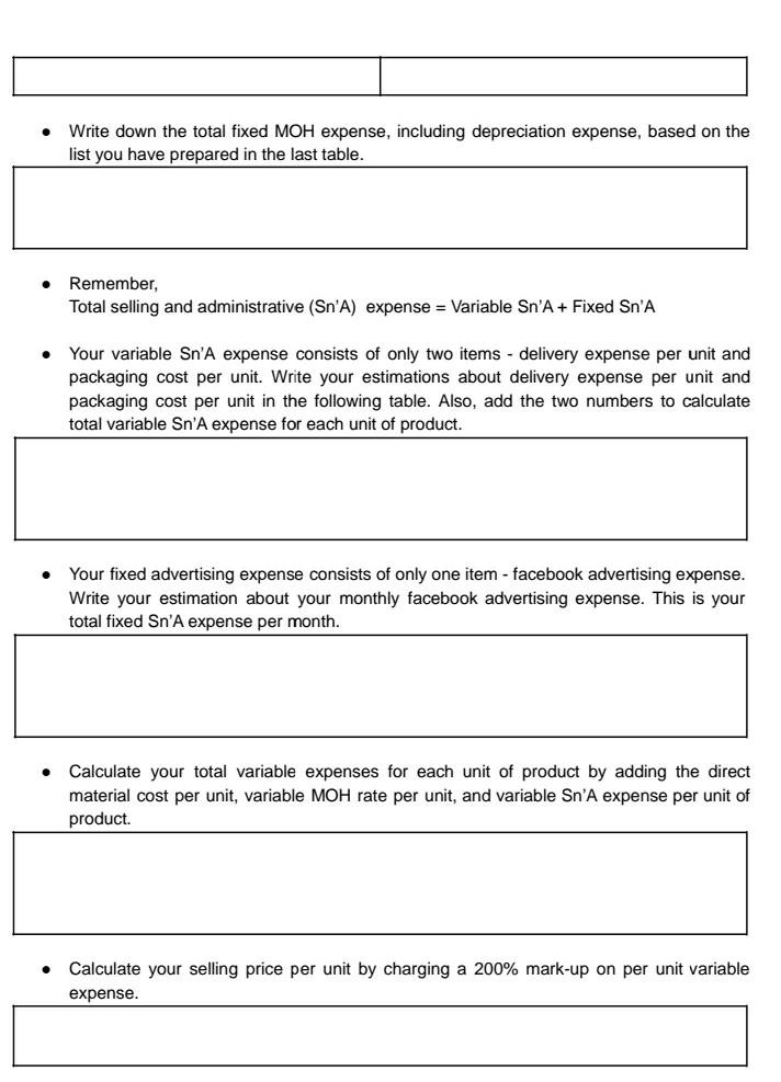 Solved Write down the total fixed MOH expense, including | Chegg.com