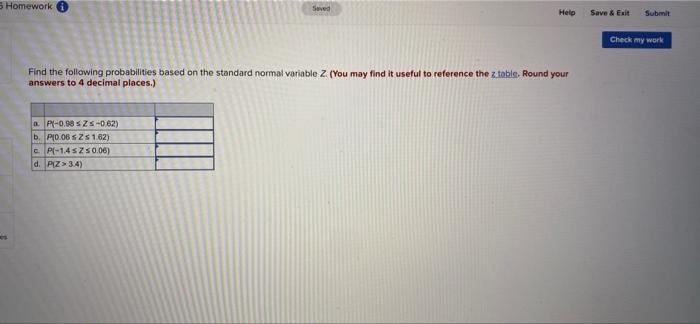 Solved Homework Shed Help Save & Exit Submit Check my work | Chegg.com