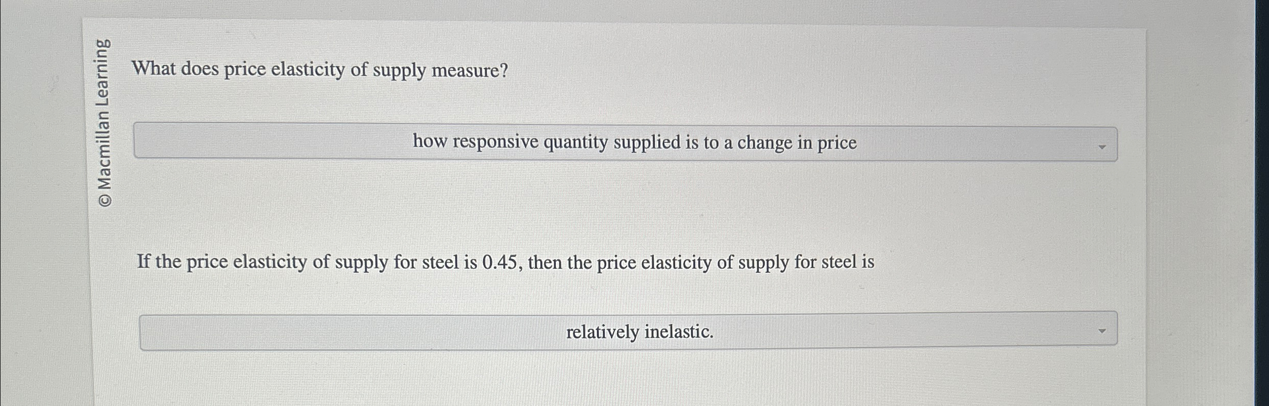 Solved What does price elasticity of supply measure?how | Chegg.com
