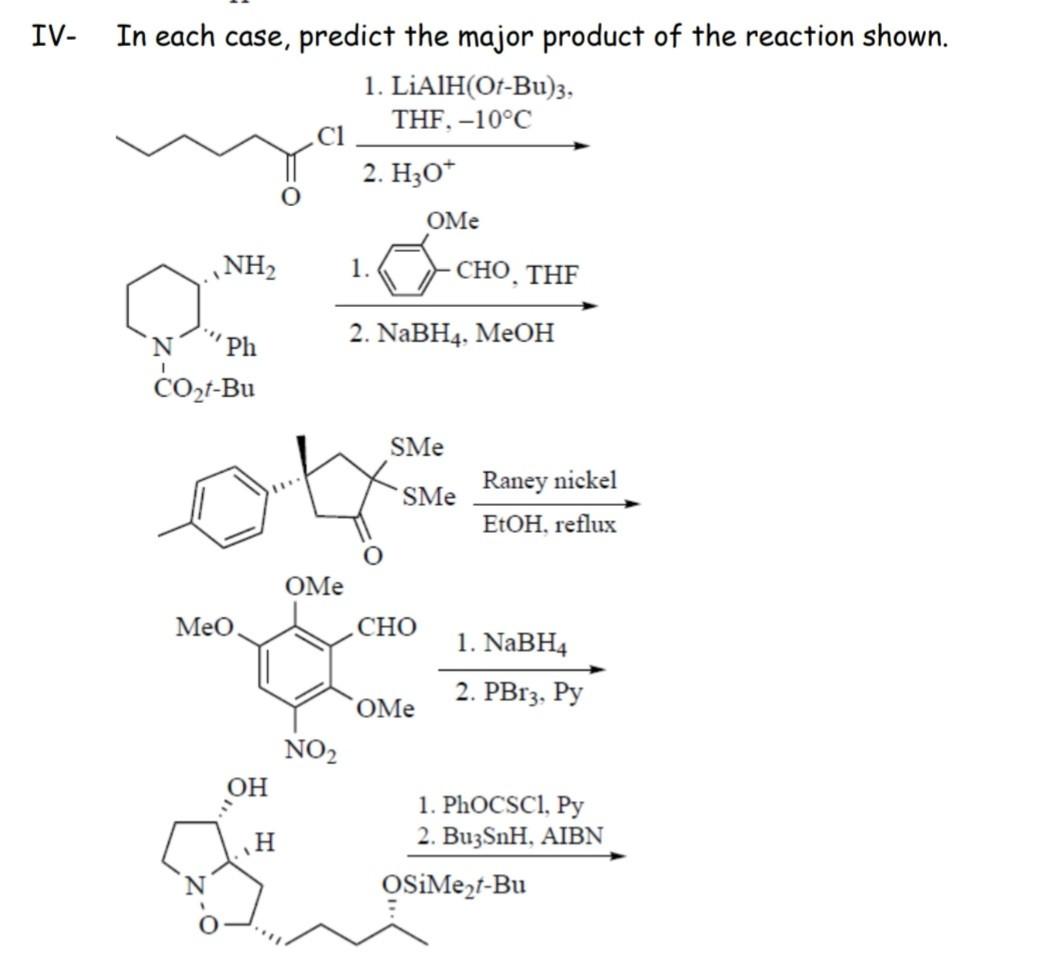Solved V- In each case, predict the major product of the | Chegg.com