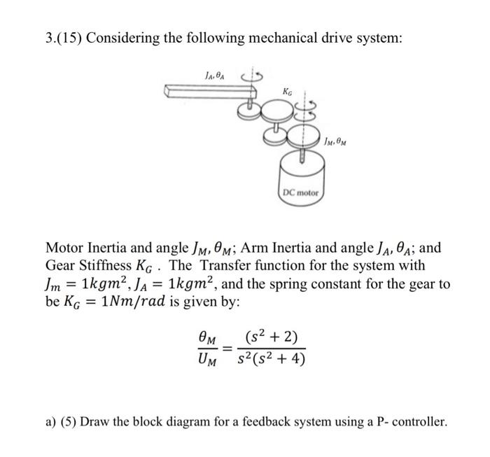 Solved 3.(15) Considering the following mechanical drive | Chegg.com