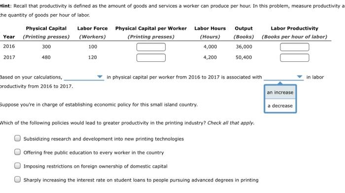 Solved Hint: Recall that productivity is defined as the | Chegg.com