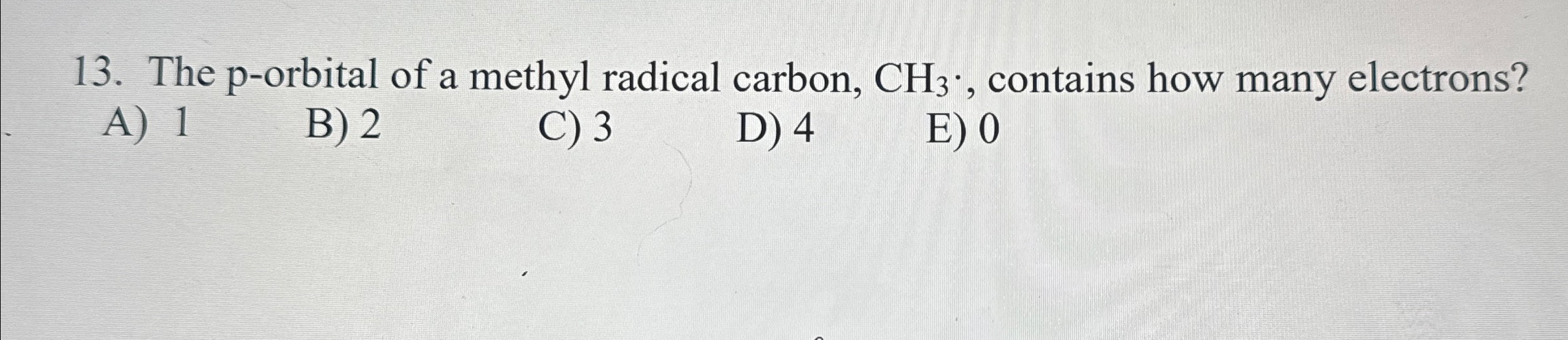 Solved The p-orbital of a methyl radical carbon, CH3*, | Chegg.com