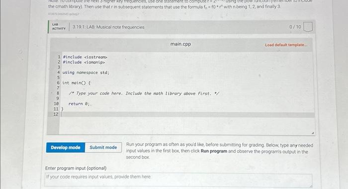 Solved 3.19 LAB: Musical note frequencies On a piano, a key | Chegg.com