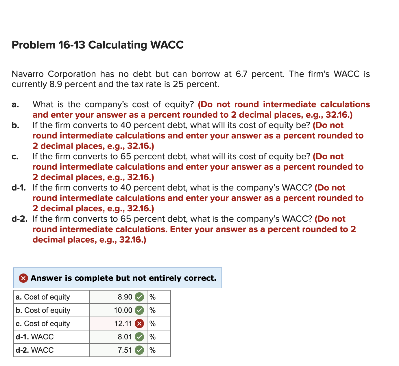 Solved Problem 16-13 ﻿Calculating WACC Navarro Corporation | Chegg.com