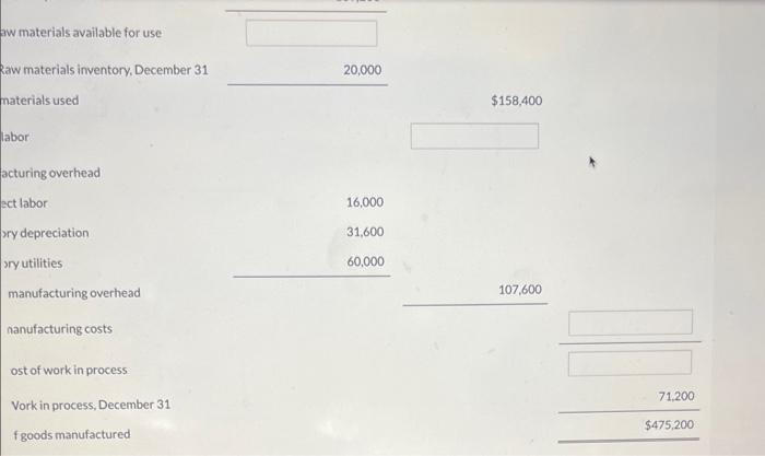 Solved Work in process, January 1 \$1E Direct materials Raw | Chegg.com