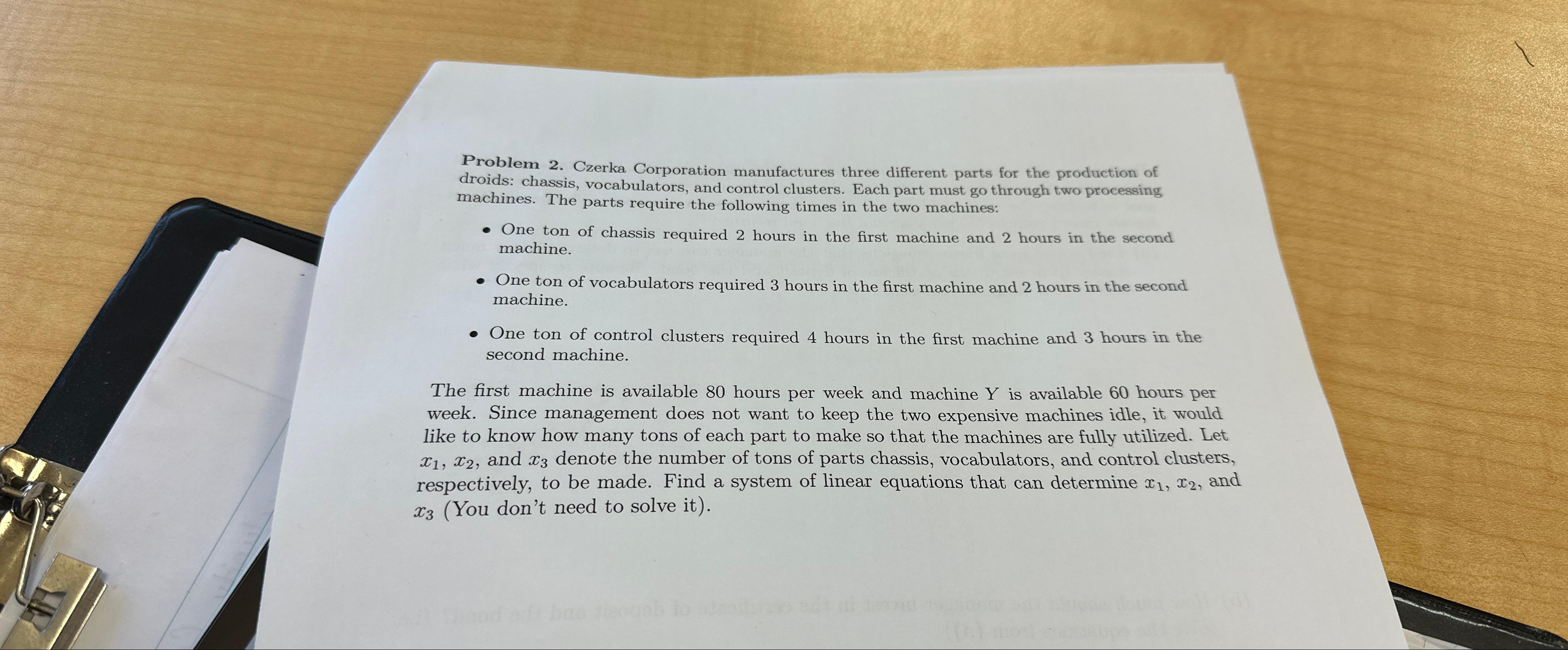 Solved Problem 2. ﻿Czerka Corporation manufactures three | Chegg.com