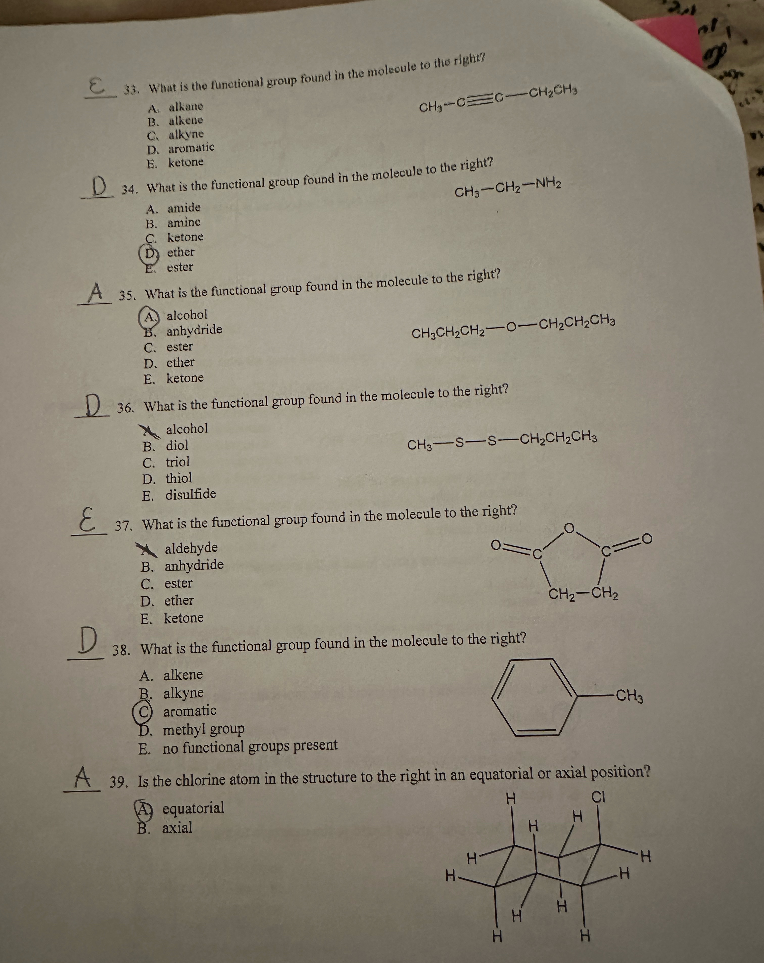 Solved E. ﻿What is the functional group found in the | Chegg.com