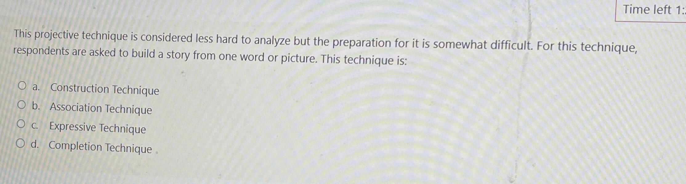 Solved This projective technique is considered less hard to | Chegg.com