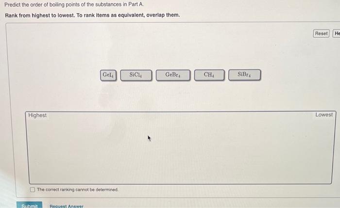 Solved Predict the order of boiling points of the substances | Chegg.com