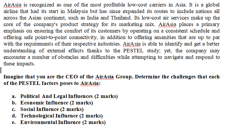 Solved AirAsia is recognized as one of the most profitable | Chegg.com