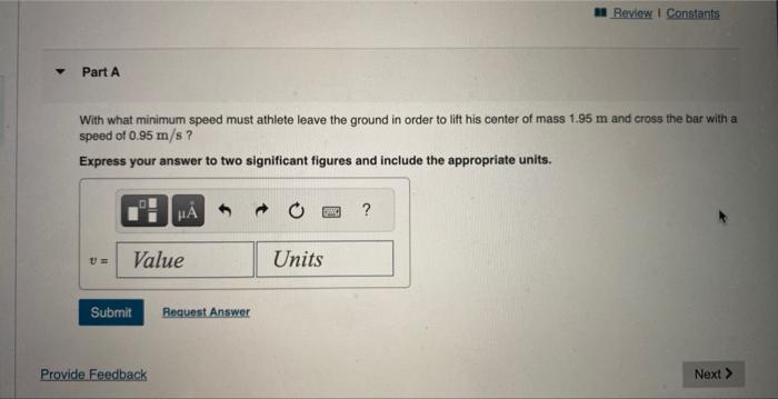 Solved With what minimum speed must athlete leave the ground | Chegg.com