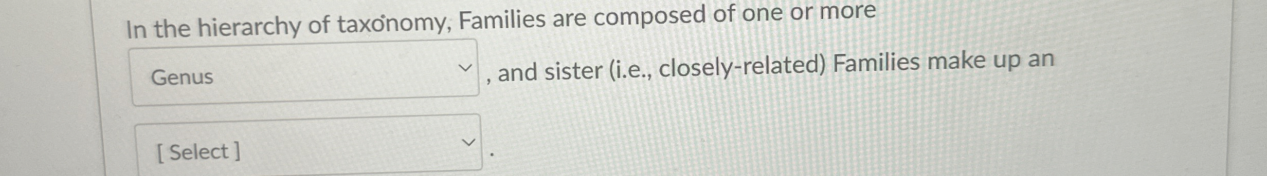 Solved In the hierarchy of taxonomy, Families are composed | Chegg.com