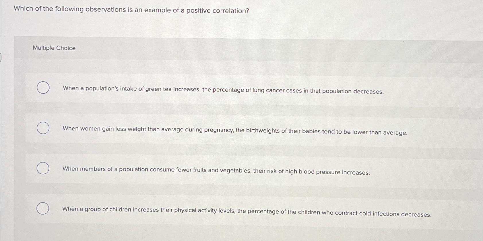 Solved Which of the following observations is an example of | Chegg.com
