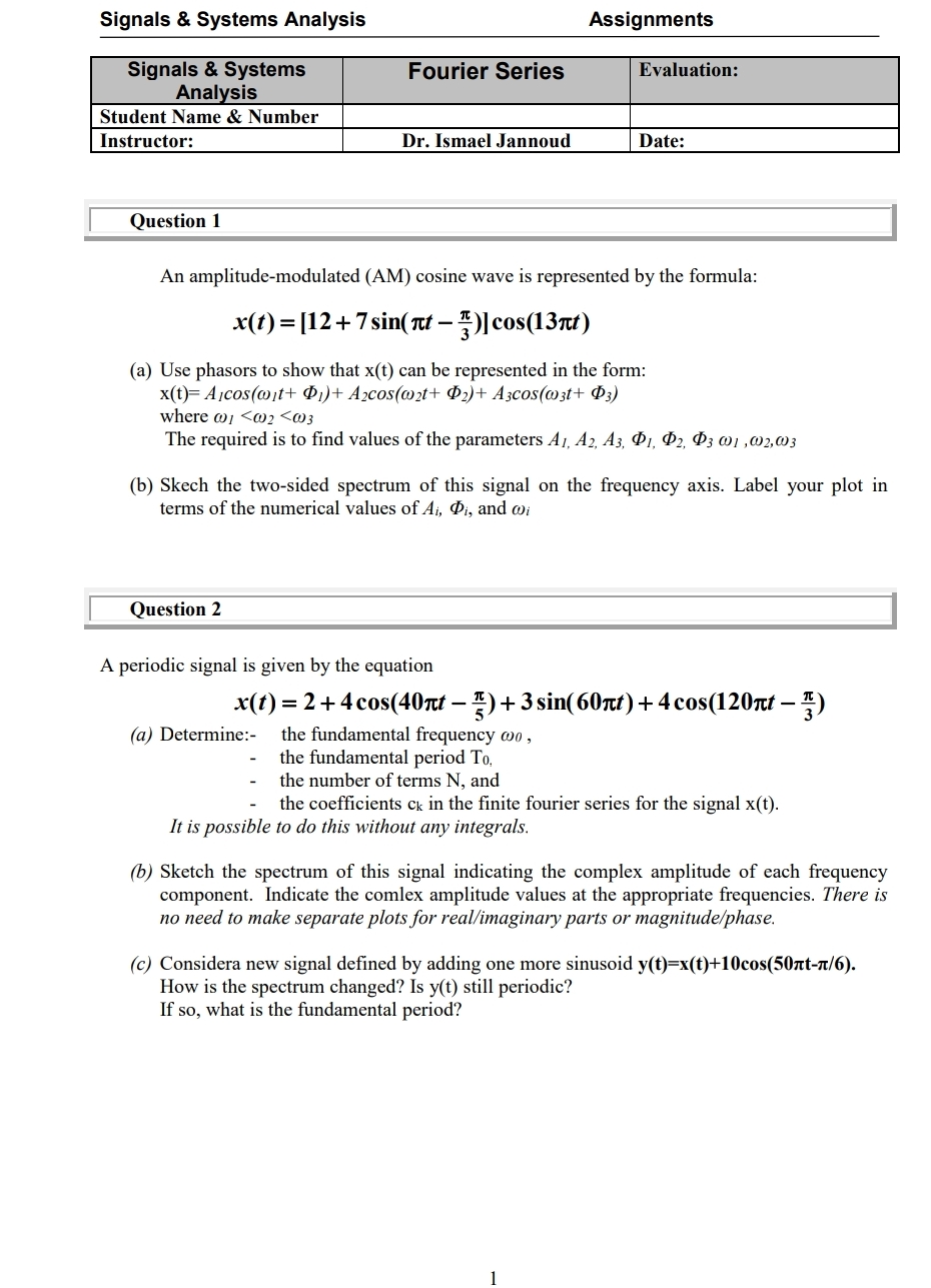 Solved Signals & Systems | Chegg.com