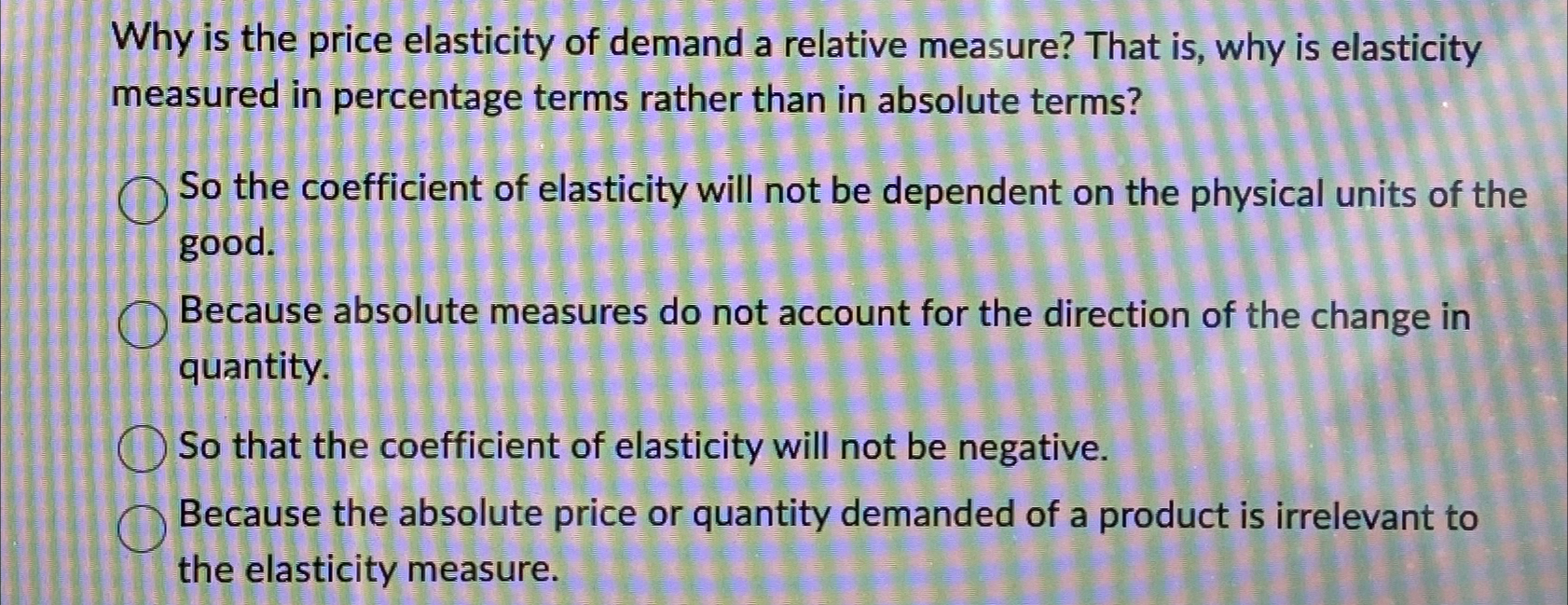 Solved Why is the price elasticity of demand a relative | Chegg.com
