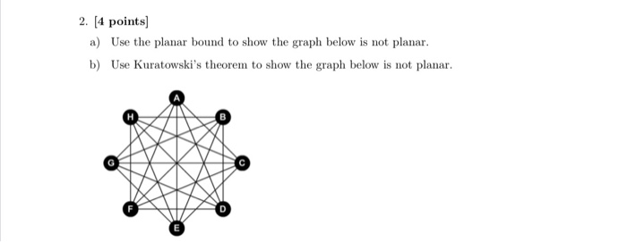 Solved 2. [4 points) a) Use the planar bound to show the | Chegg.com