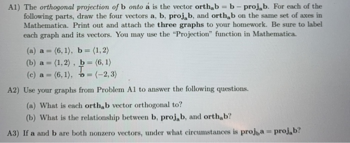 Al) The orthogonal projection of b onto á is the | Chegg.com
