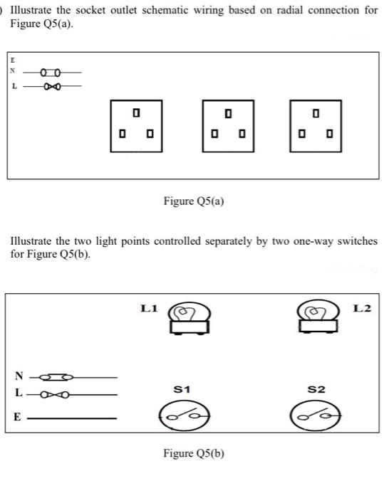 Solved Illustrate the socket outlet schematic wiring based | Chegg.com