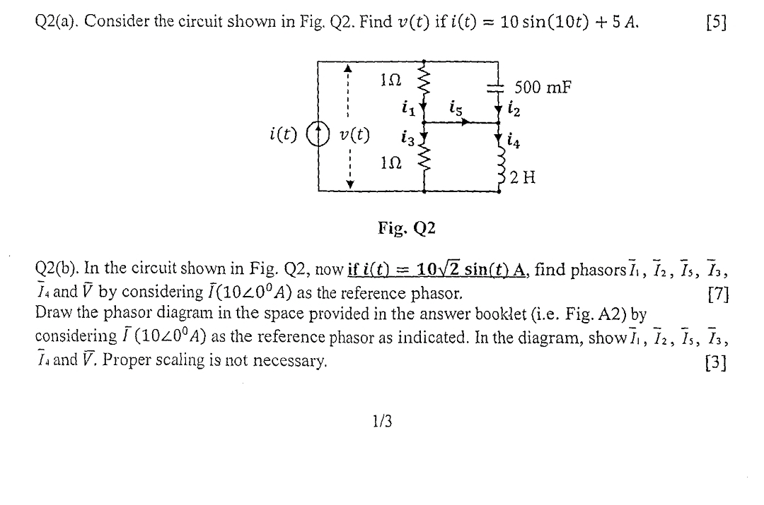 Q2(b). ﻿In the circuit shown in Fig. Q2, ﻿now if | Chegg.com