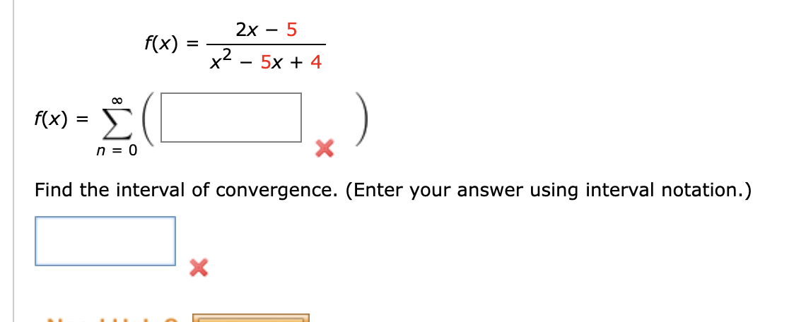 Solved f(x)=(2x-5)/(x^(2)-5x+4) ﻿f(x)=\sum_(n=0)^(\infty | Chegg.com