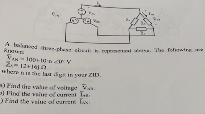 Solved A balanced three-phase circuit is represented above. | Chegg.com