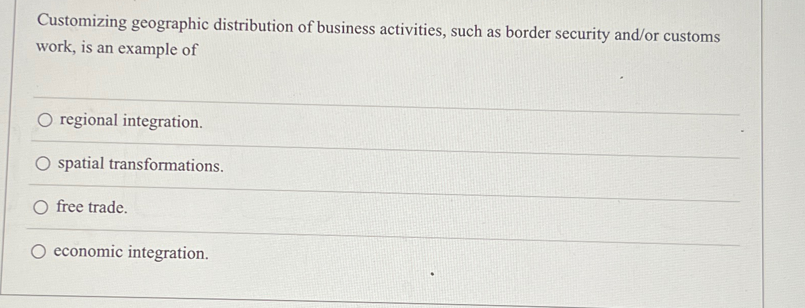 Solved Customizing geographic distribution of business | Chegg.com