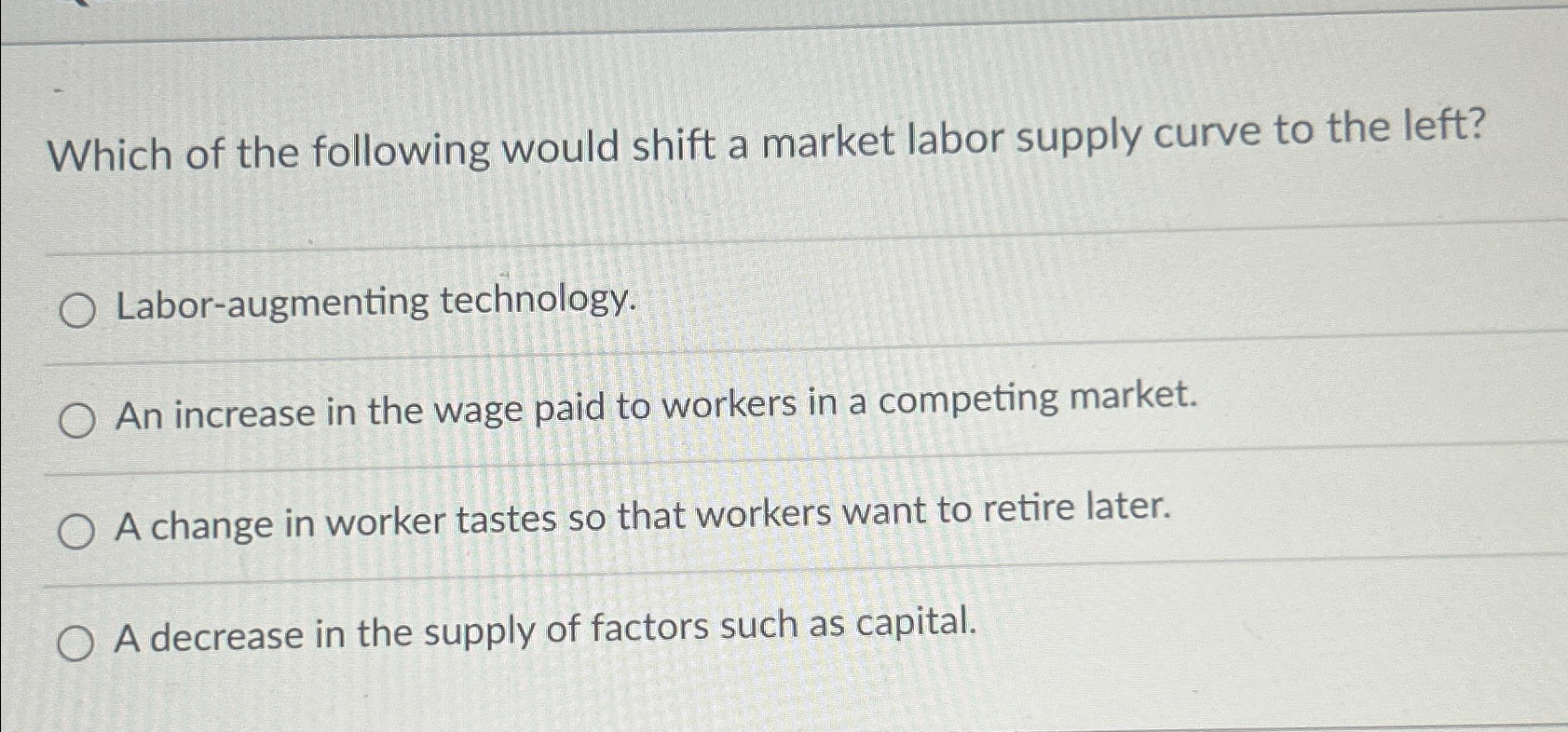 Solved Which of the following would shift a market labor | Chegg.com