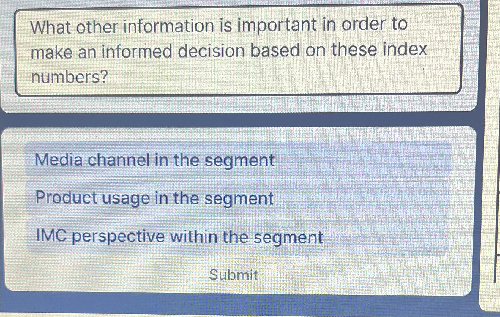 Solved What other information is important in order to make | Chegg.com