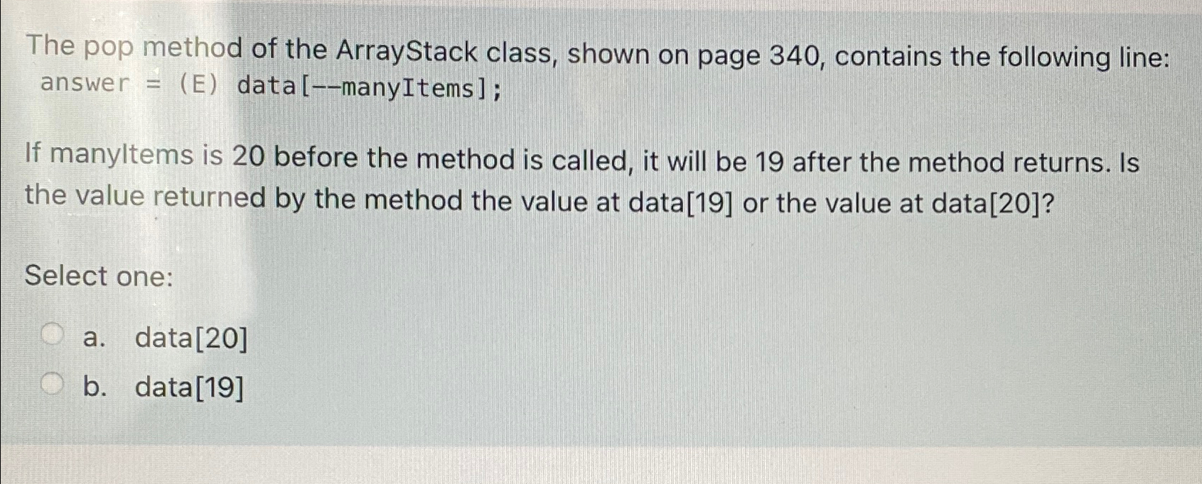 Solved The pop method of the ArrayStack class, shown on page | Chegg.com