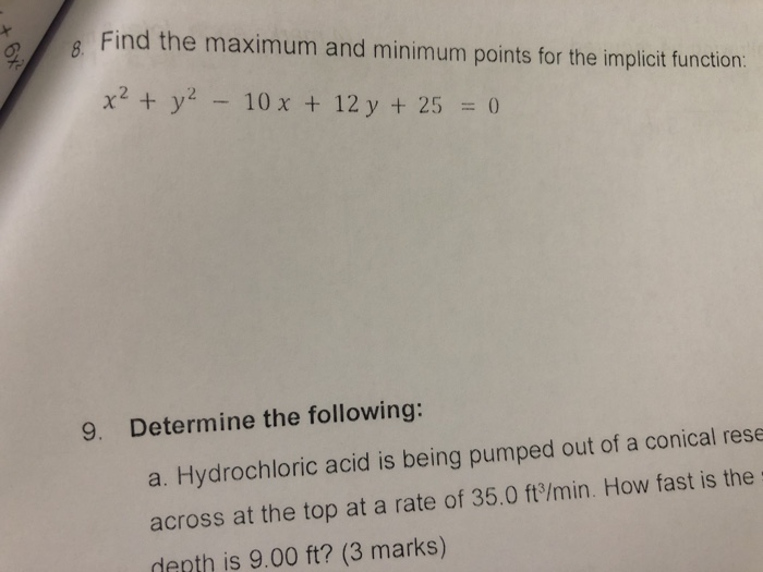 Solved a Find the maximum and minimum points for the | Chegg.com