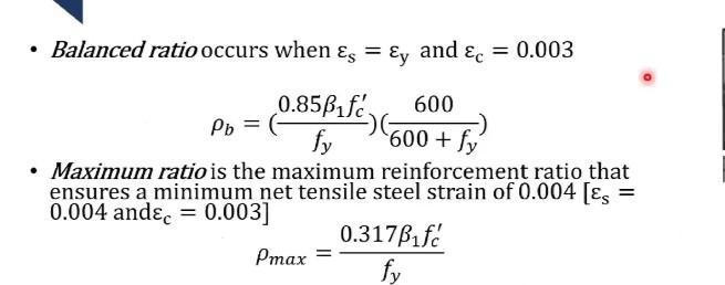 Solved • Balanced ratio occurs when εs = £y and ac = 0.003 | Chegg.com