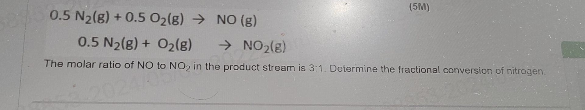 Solved 0.5N2(g)+0.5O2(g)→NO(g)0.5N2(g)+O2(g)→NO2(g)The molar | Chegg.com