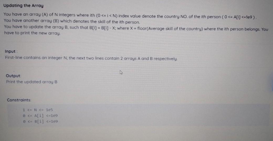 Solved Updating The Array You Have An Array A Of N