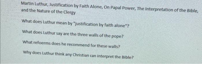 8. Martin Luther: Justification by Faith Alone, On | Chegg.com